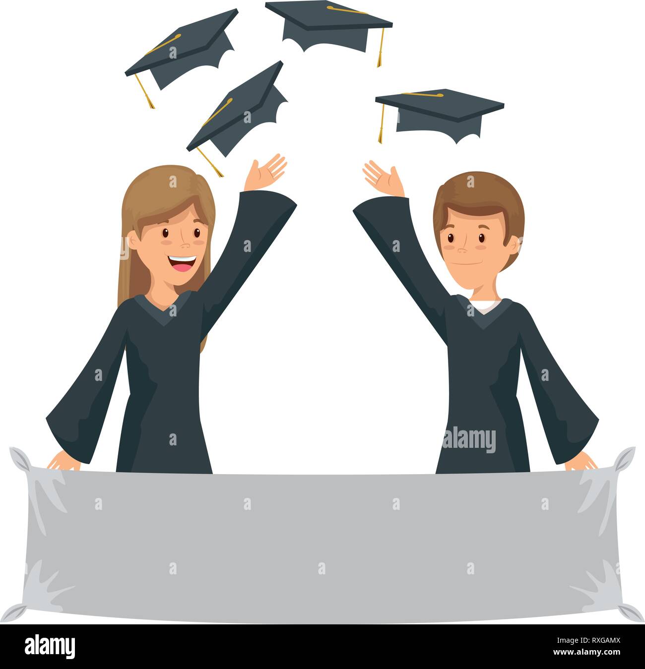 young students couple graduated characters Stock Vector Image & Art - Alamy