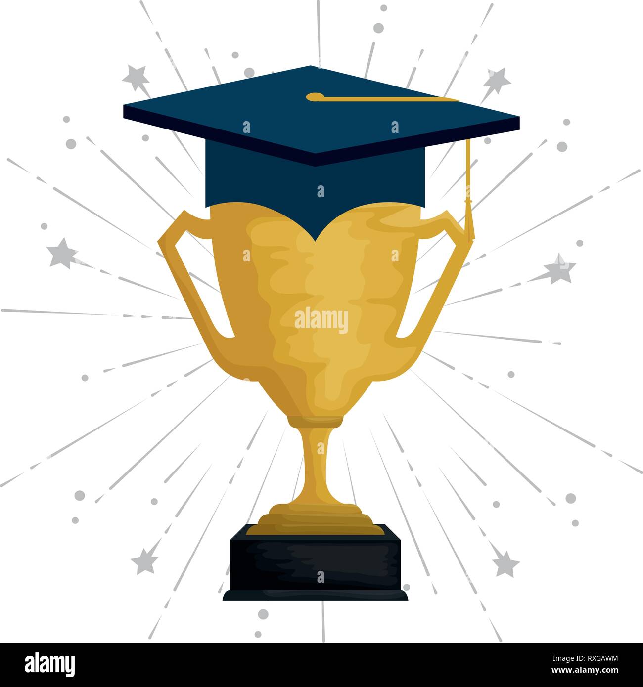 Student graduation cap trophy Stock Vector Images - Alamy