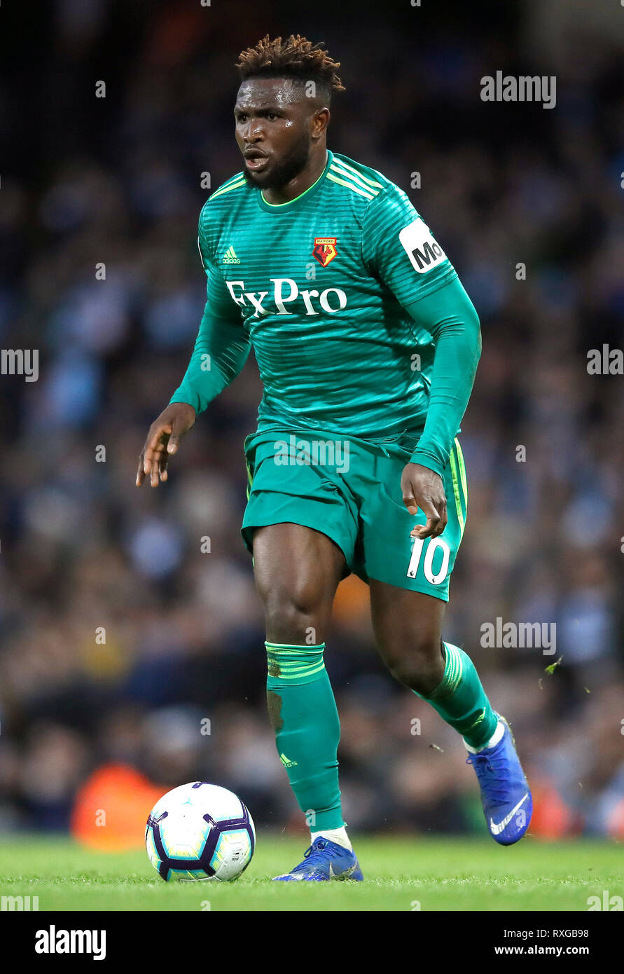 Watford's Isaac Success during the Premier League match at the Etihad ...
