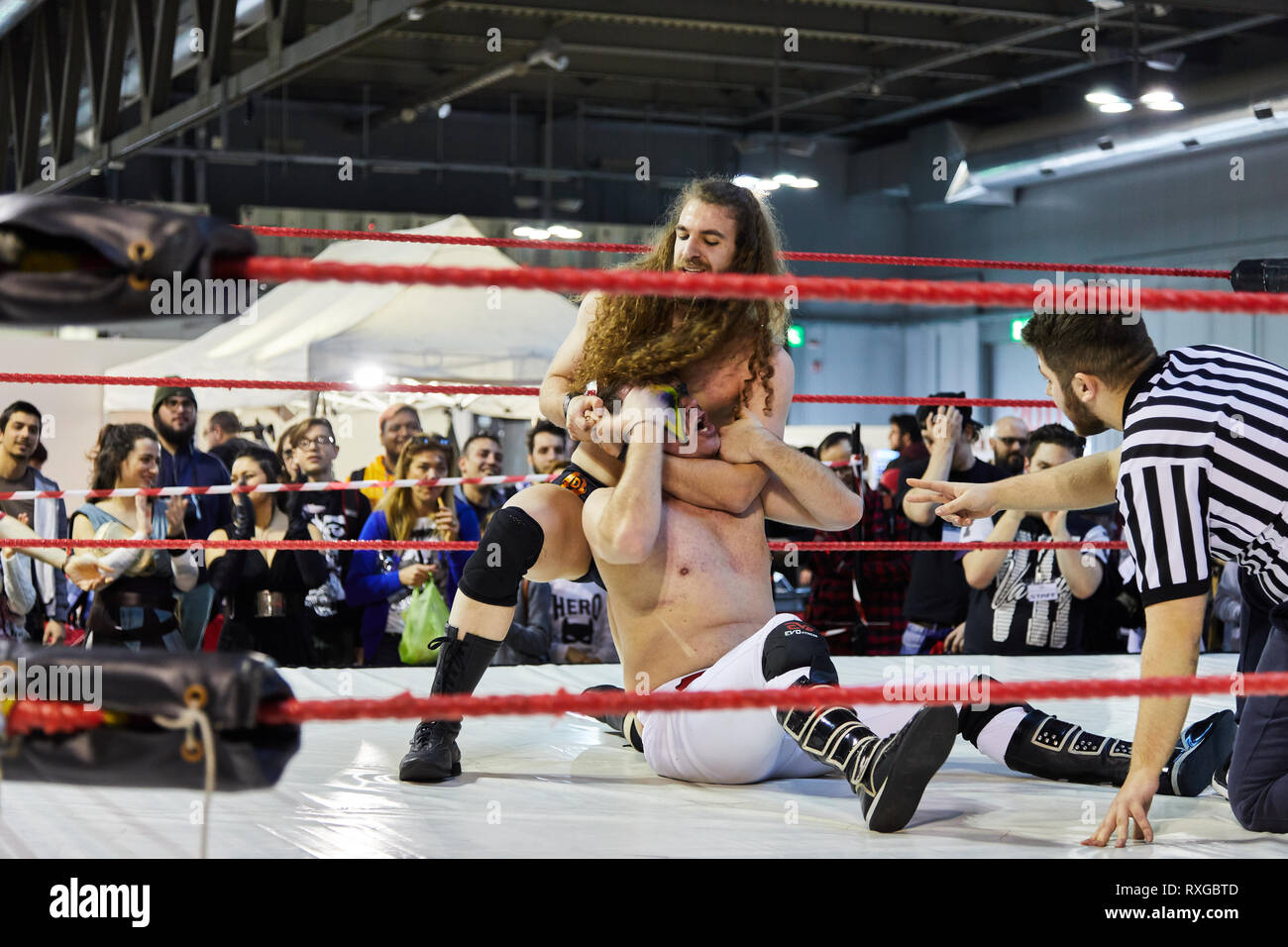 Milan, Italy - March 8 2019 Cartoomics Comic Con Wrestling Cosplay ...