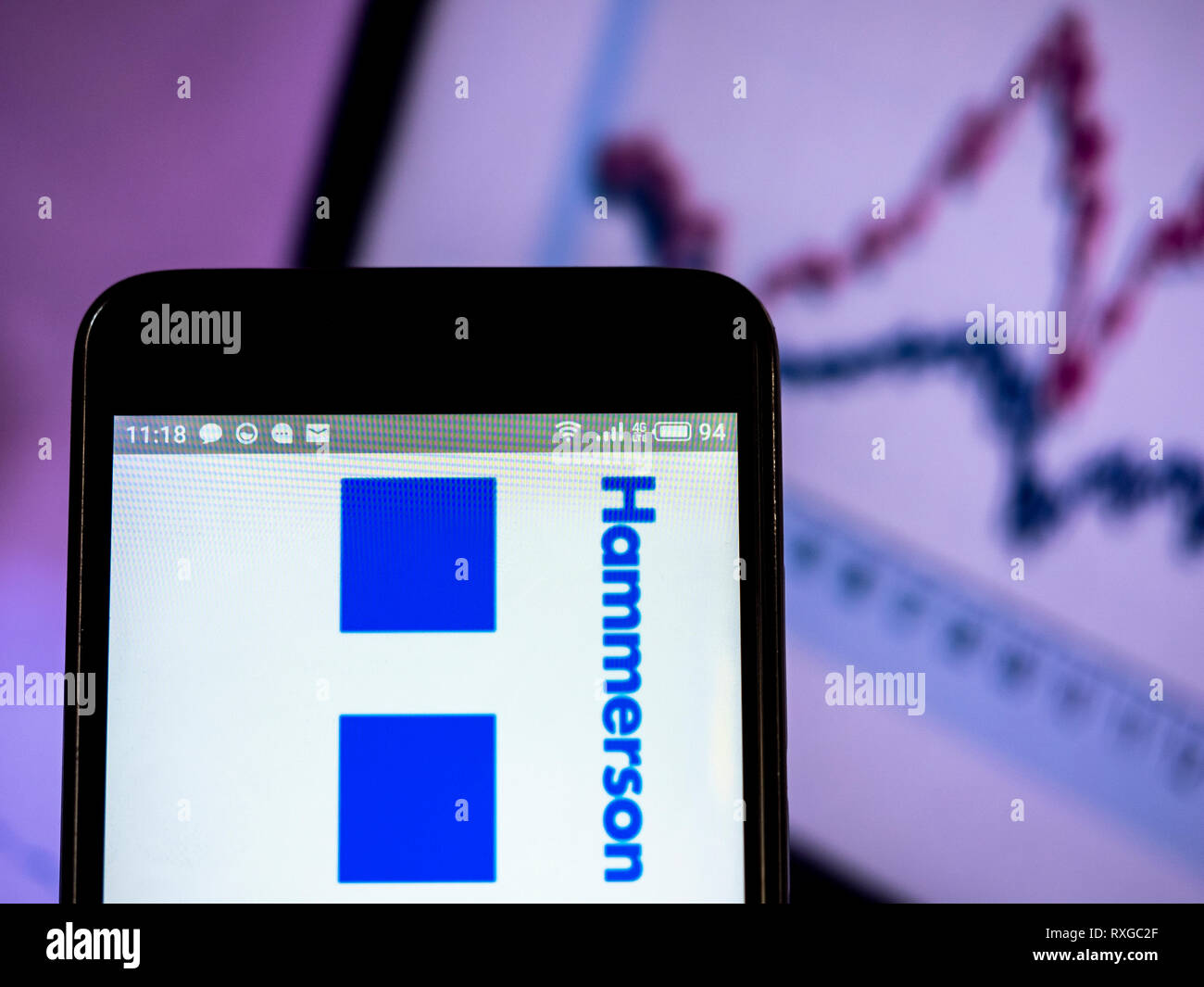 Hammerson plc company logo seen displayed on smart phone Stock Photo ...