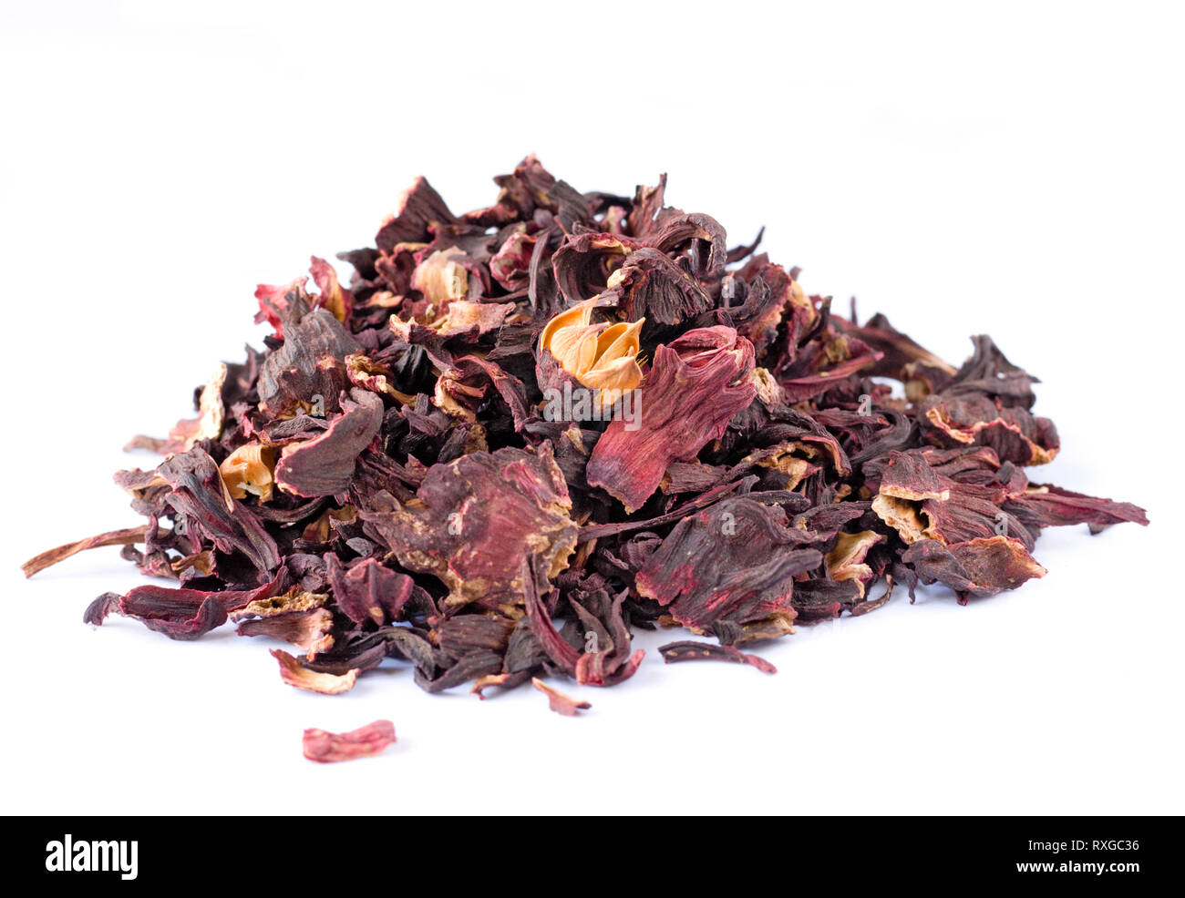Handful of red Hibiscus tea planted in Sudan and Egypt Stock Photo - Alamy