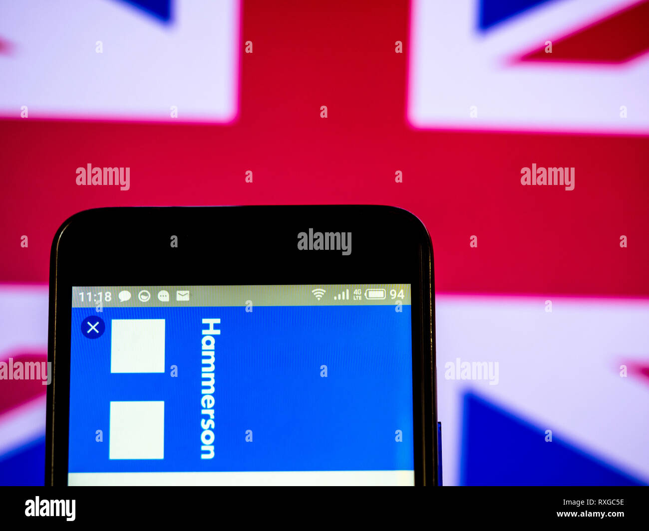 Hammerson plc company logo seen displayed on smart phone Stock Photo ...