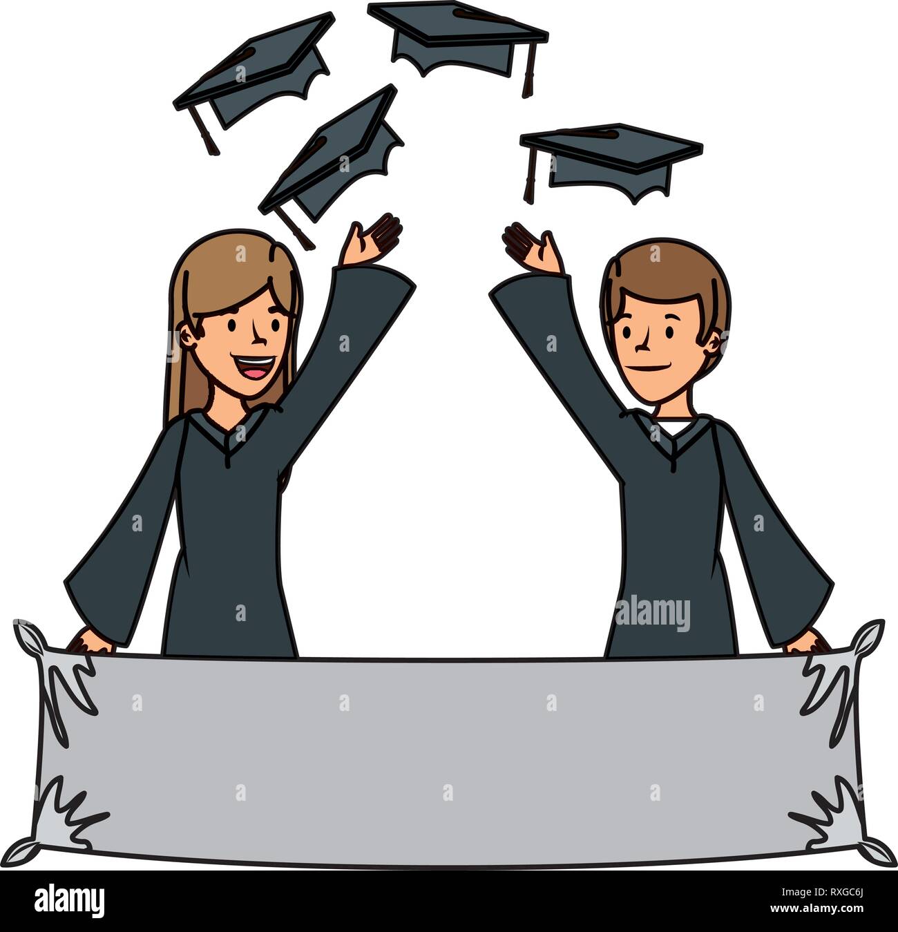 young students couple graduated characters Stock Vector Image & Art - Alamy