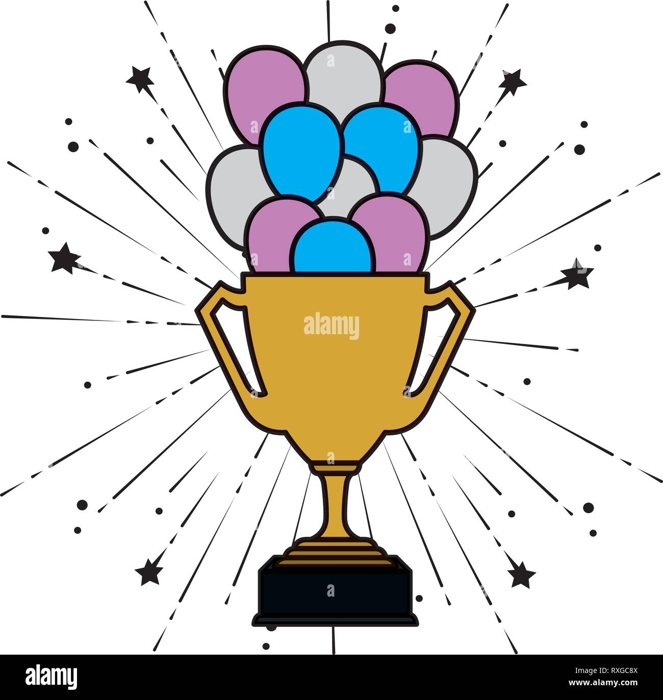 trophy cup with balloons helium floating Stock Vector Image & Art - Alamy