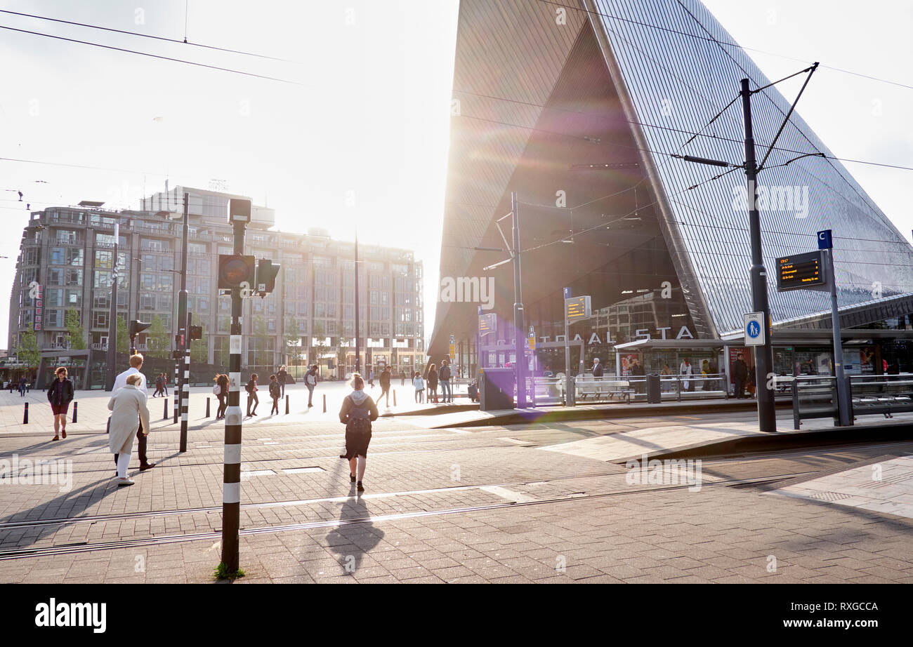 The Rotterdam Central Station where trains, buses and metro comes ...
