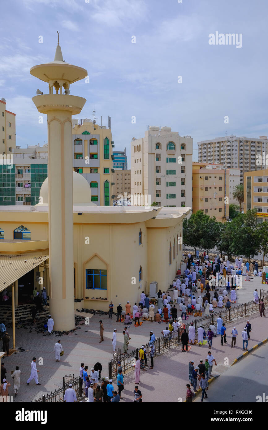 February 15, 2019 - Sharjah, UAE: Muslims going back after praying ...