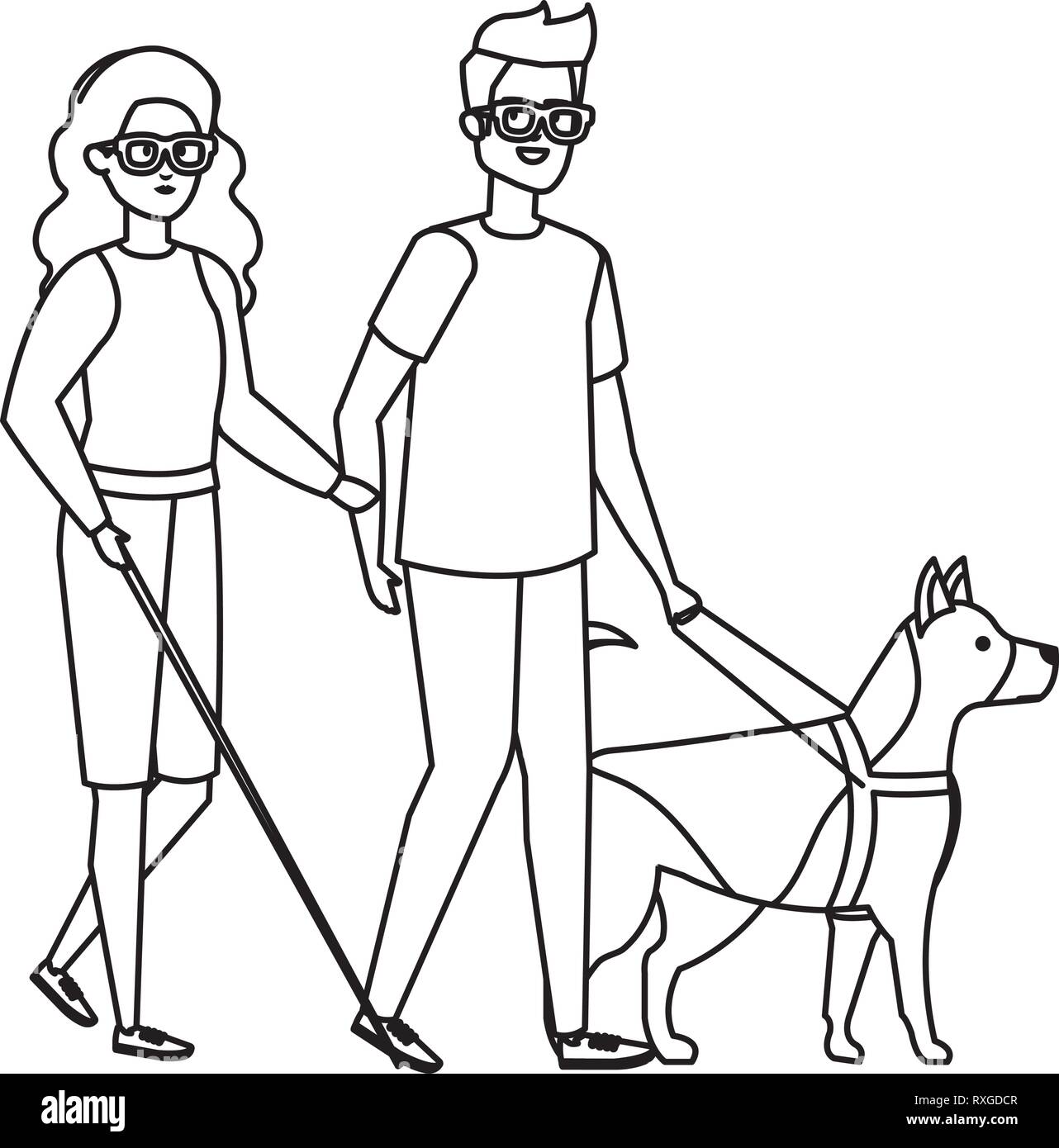 Dog helping blind Stock Vector Images - Alamy