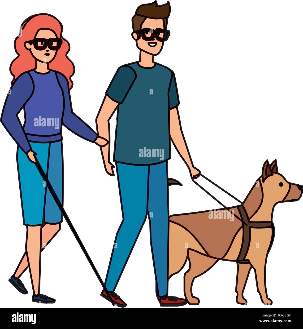 blind woman with helper and guide dog Stock Vector Image & Art - Alamy