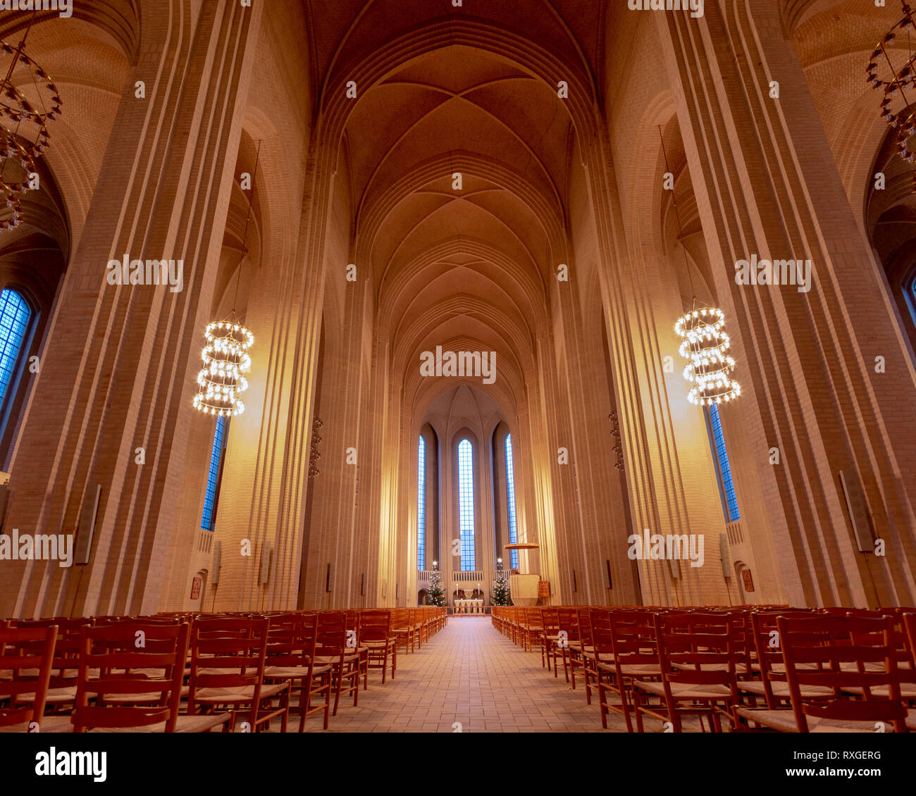 Beautiful and majestic Grundtvigs church Copenhagen denmark with unique ...