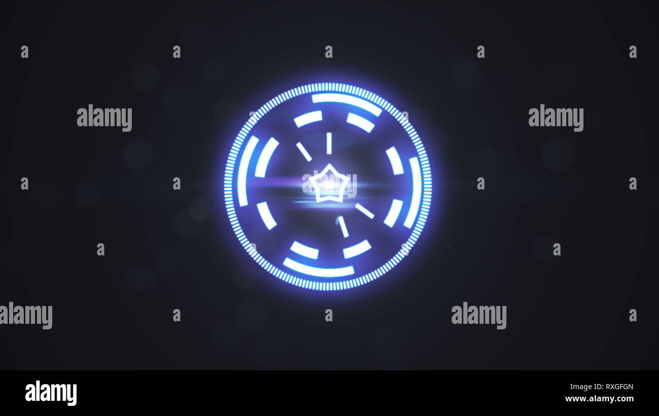 Futuristic screensaver with code hologram. HUD Heads Up Display Scanner ...