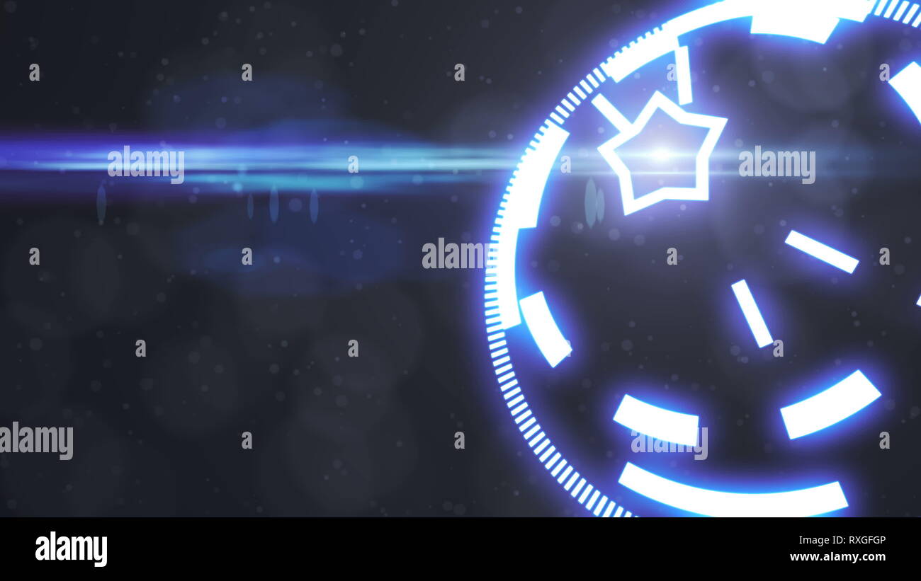 Futuristic screensaver with code hologram. HUD Heads Up Display Scanner ...