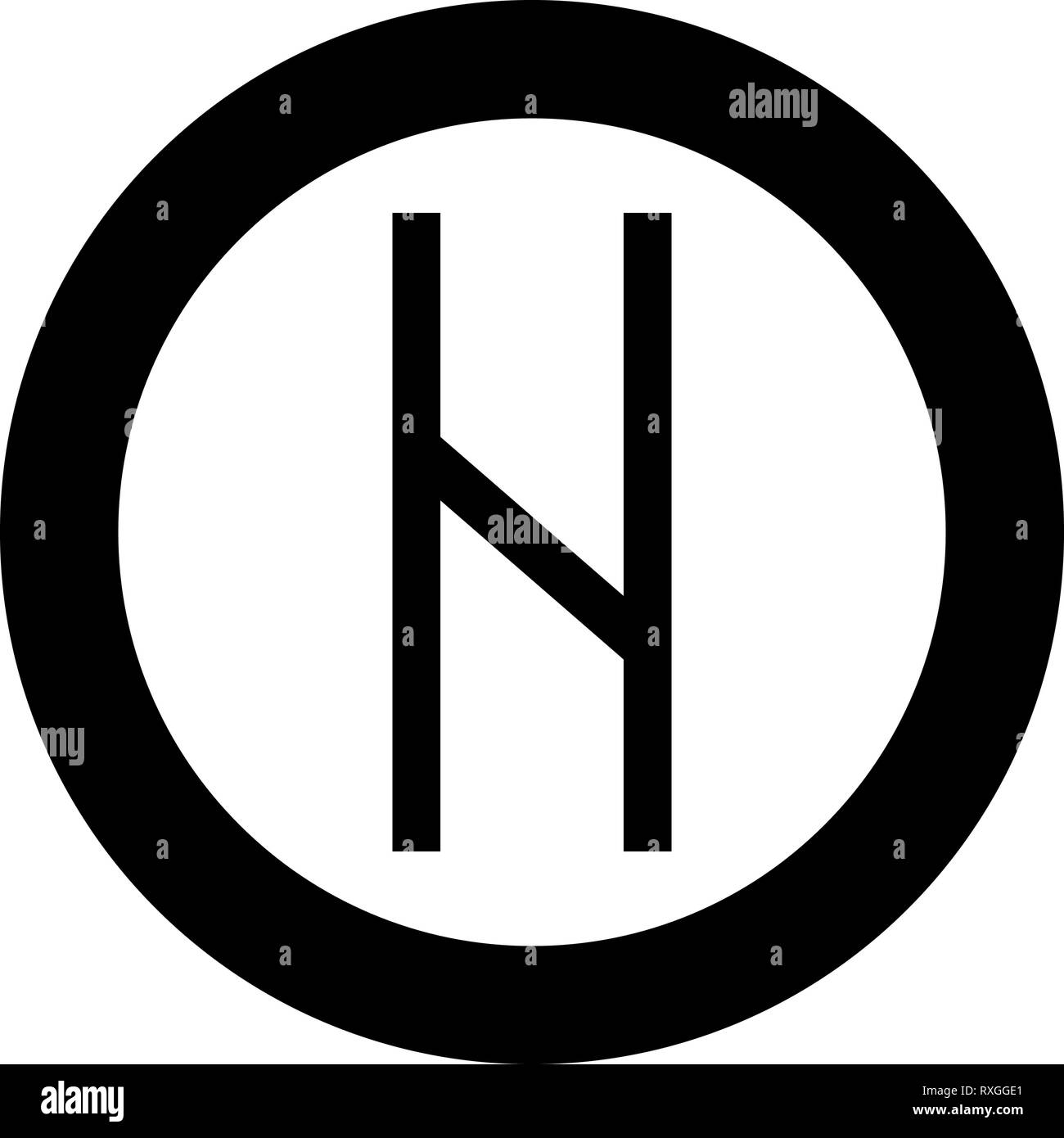 Hagalaz rune Hagall hail havos icon black color vector in circle round ...