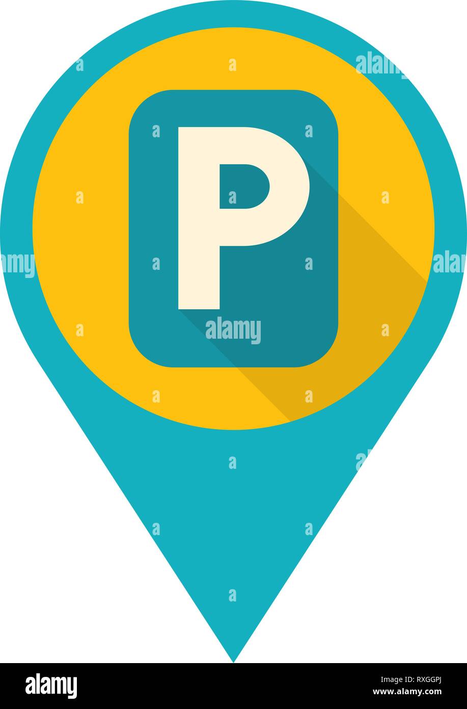 Flat Design Pin with Road Sign Indicating Parking. Vector Illustration ...