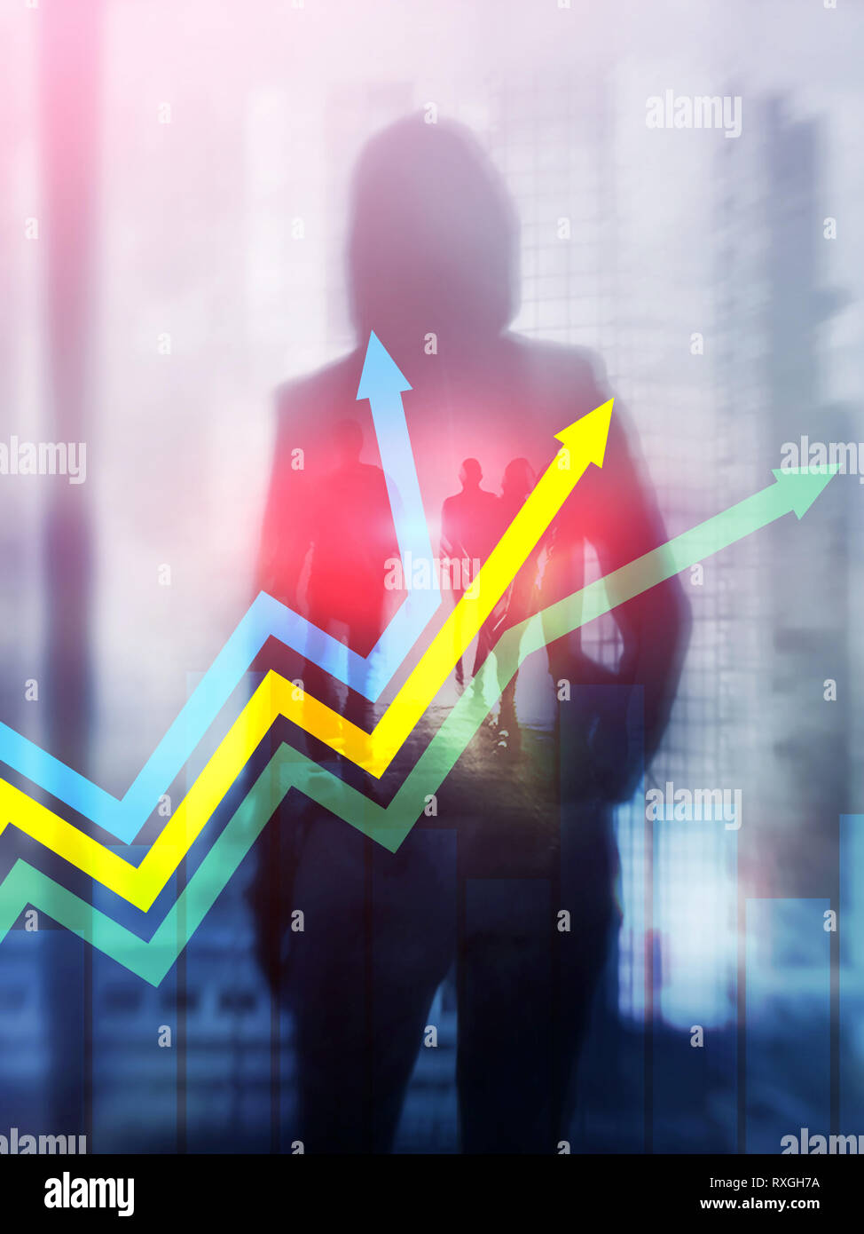 Financial growth arrows graph. Investment and trading concept. Abstract ...