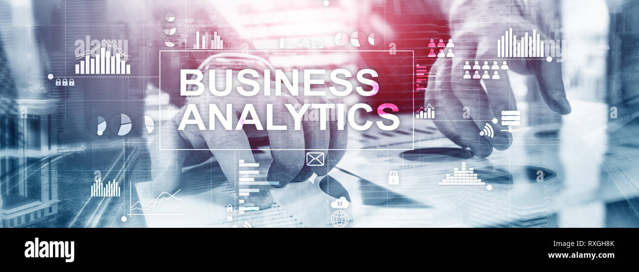 Business analytics concept on double exposure background Stock Photo ...
