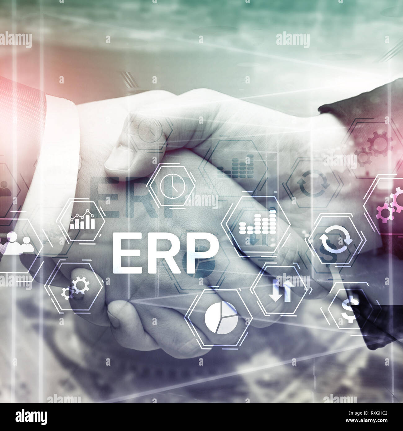 ERP system, Enterprise resource planning on blurred background ...