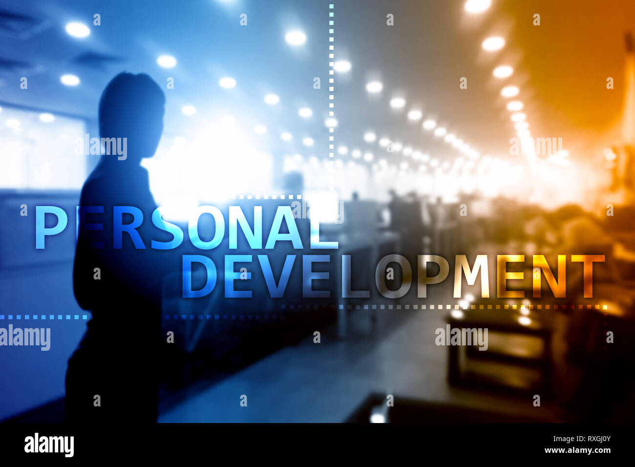 Personal development and growth concept of double exposure background ...