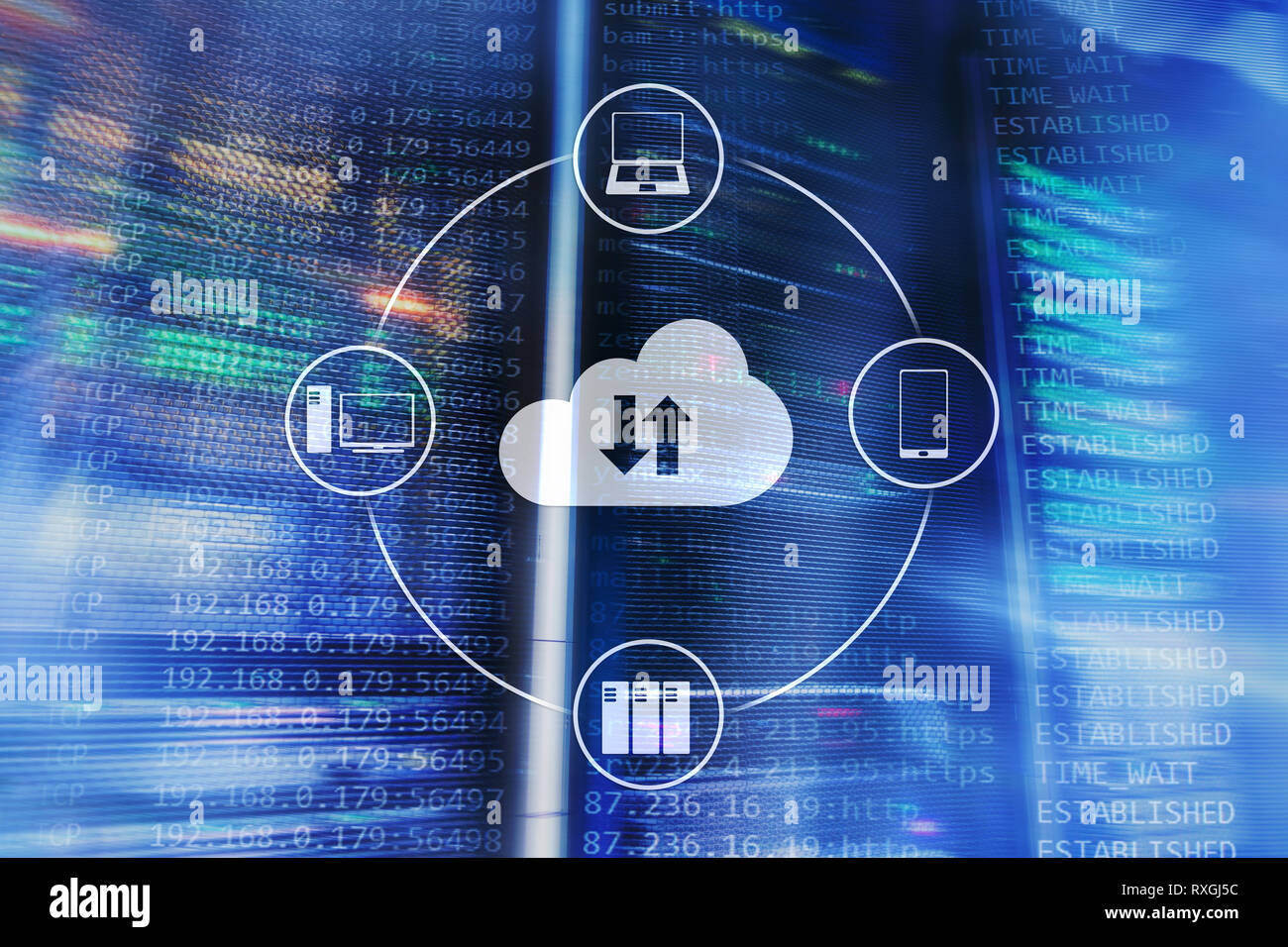 CLoud server and computing, data storage and processing. Internet and ...