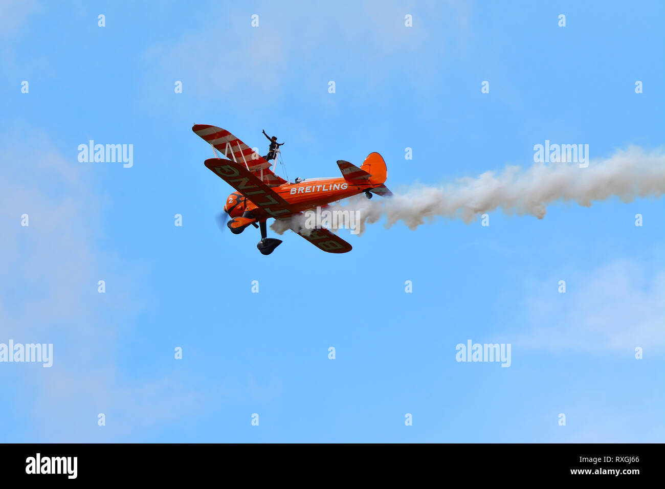 Biplane acrobation on the air, Airshow Scarborough Stock Photo - Alamy