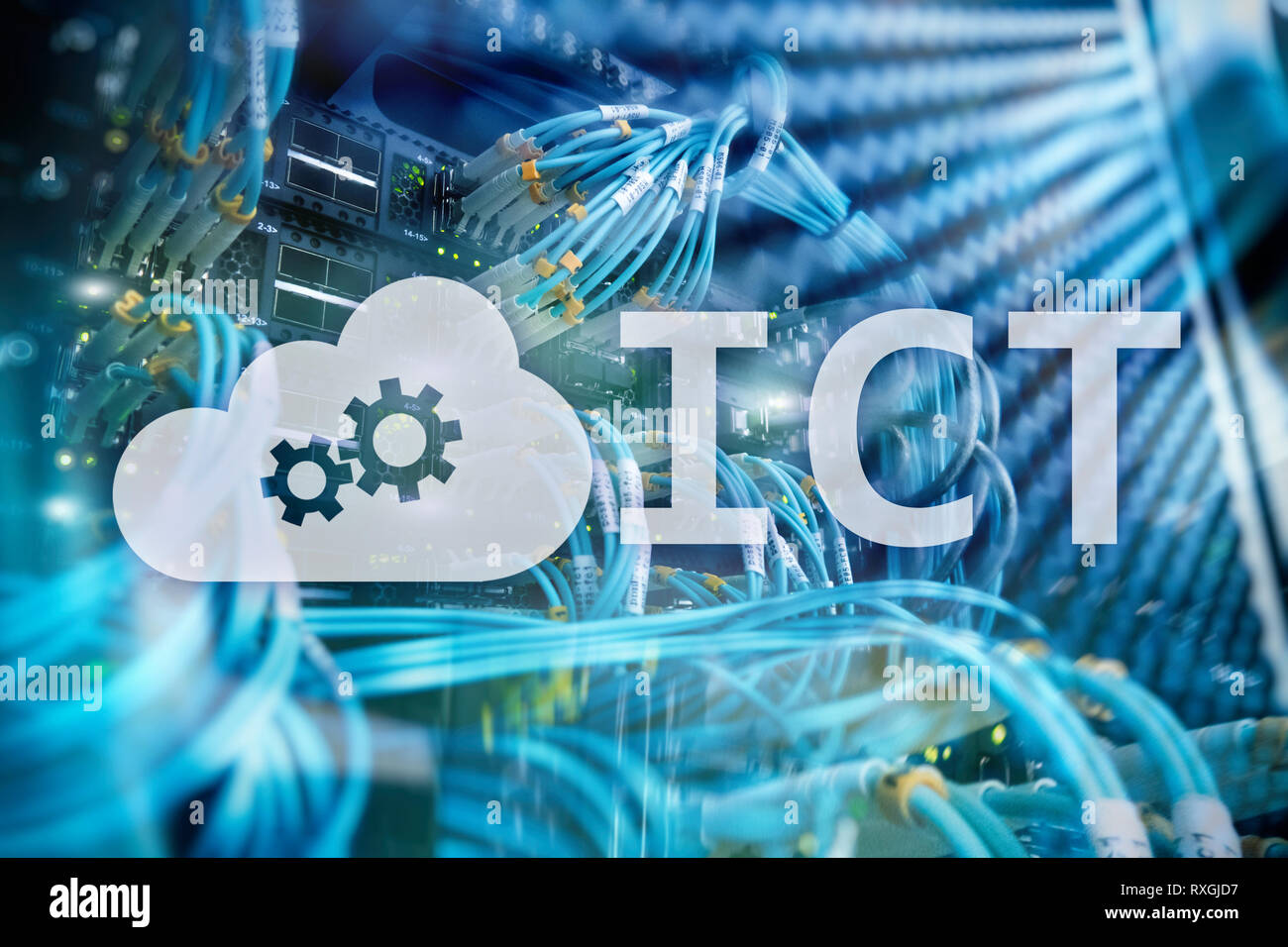 ICT - information and communications technology concept on server room ...