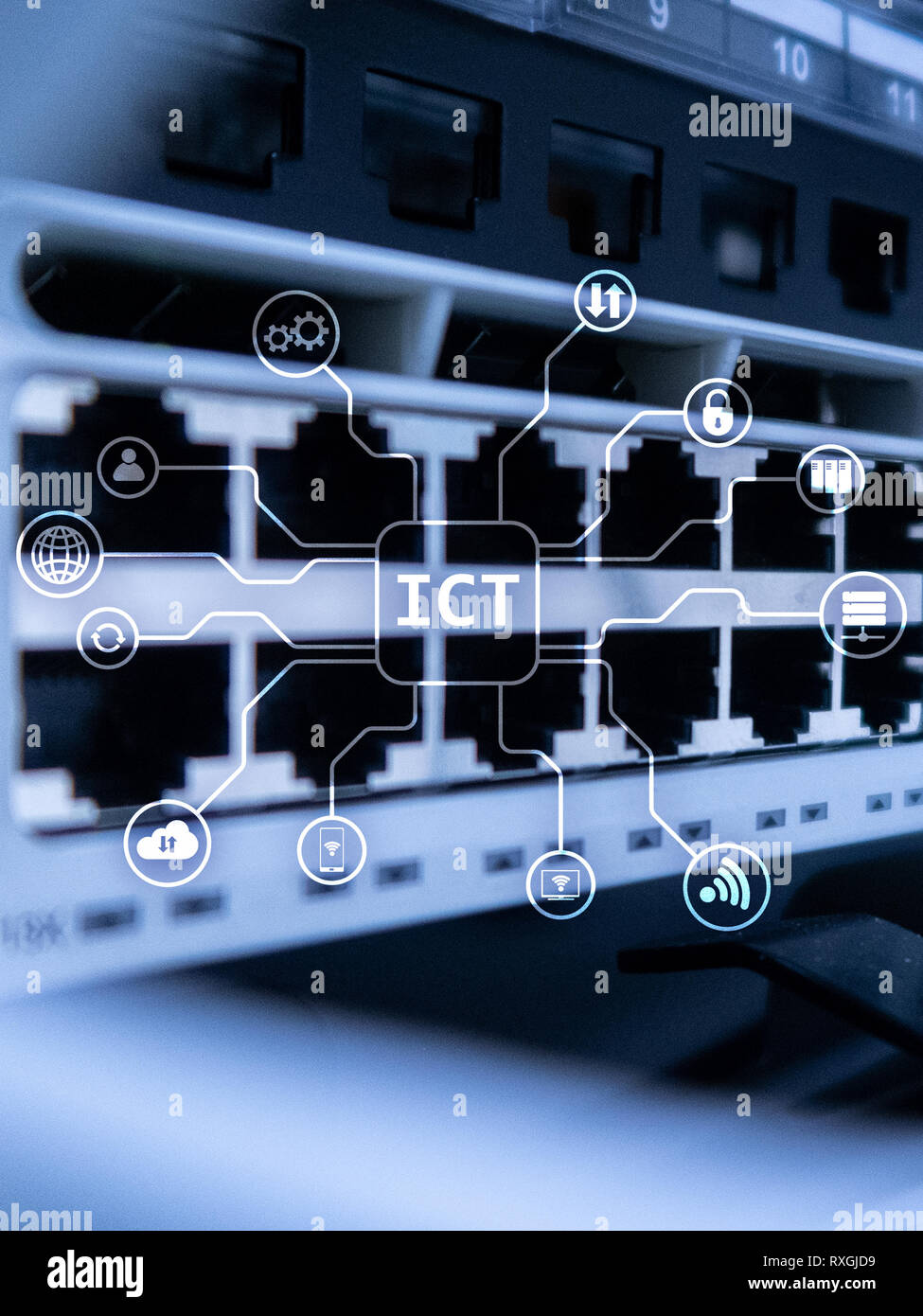 ICT - information and communications technology concept on server room ...