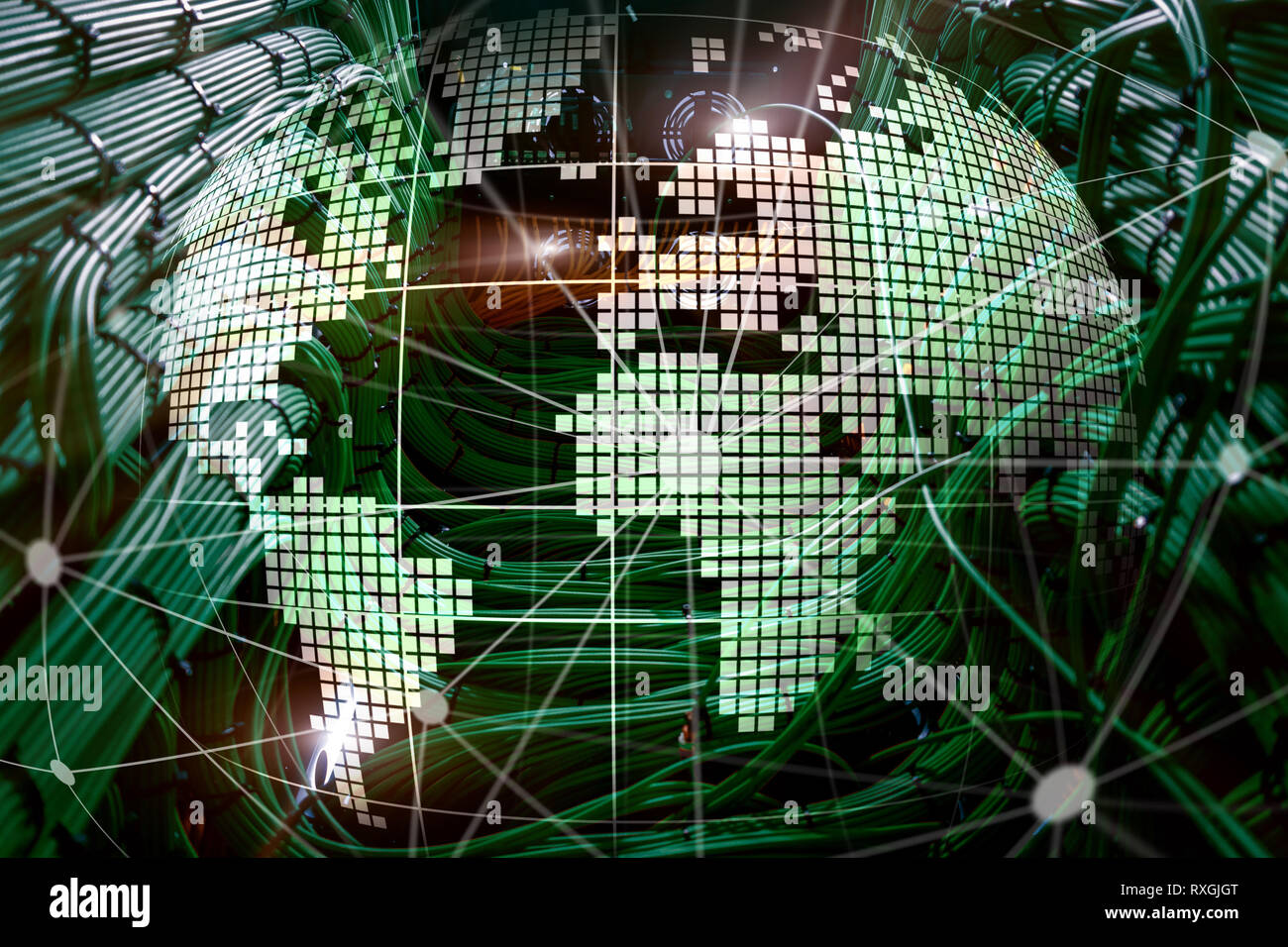 3D Earth as telecommunication and internet technology concept Stock ...