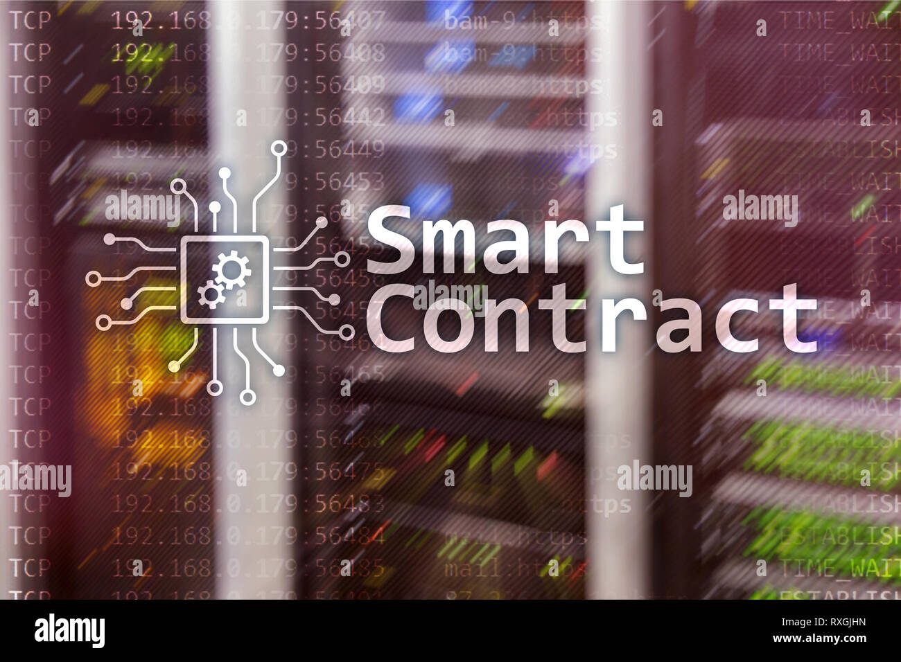 Smart contract, blockchain technology in modern business Stock Photo ...