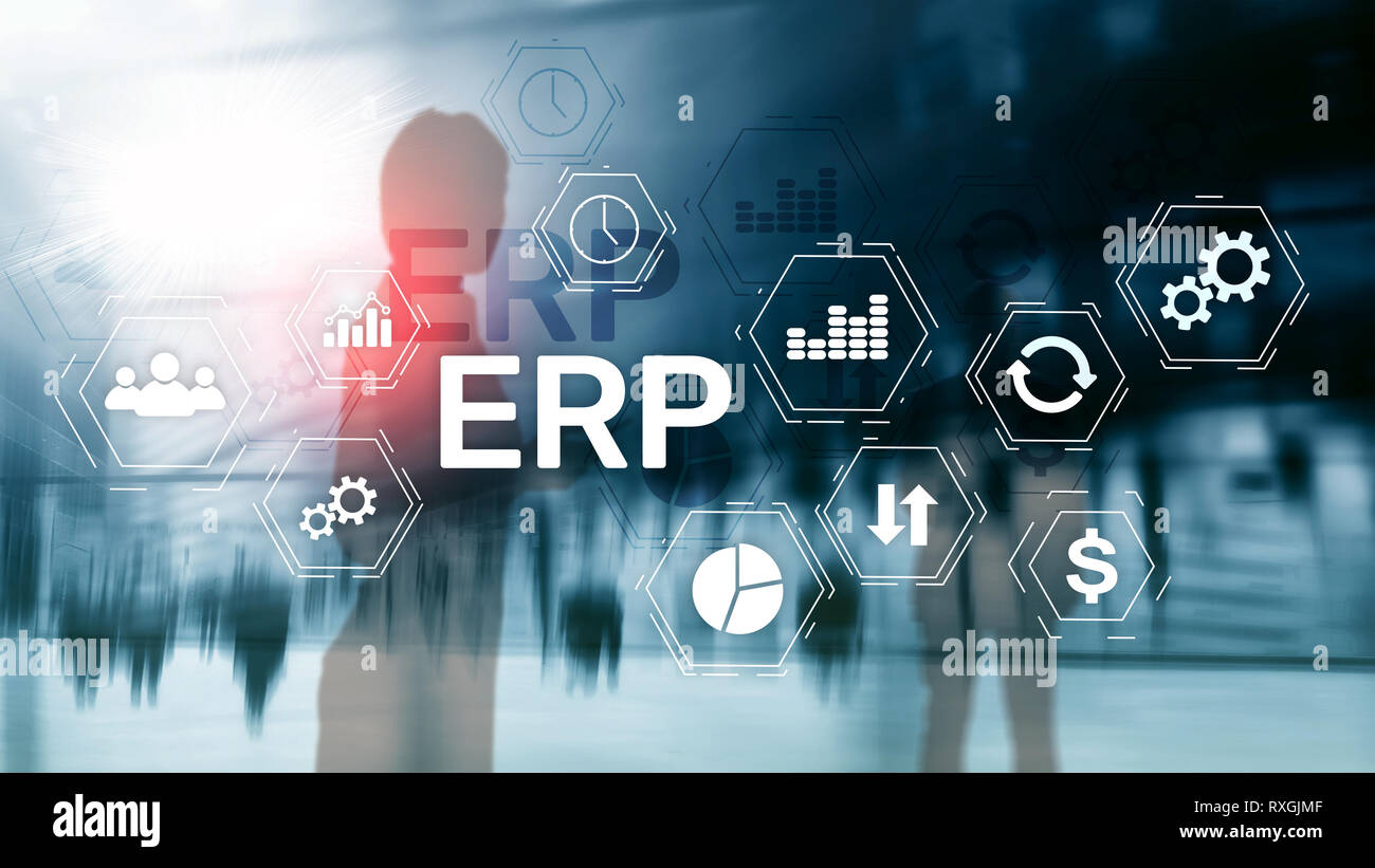 ERP system, Enterprise resource planning on blurred background ...