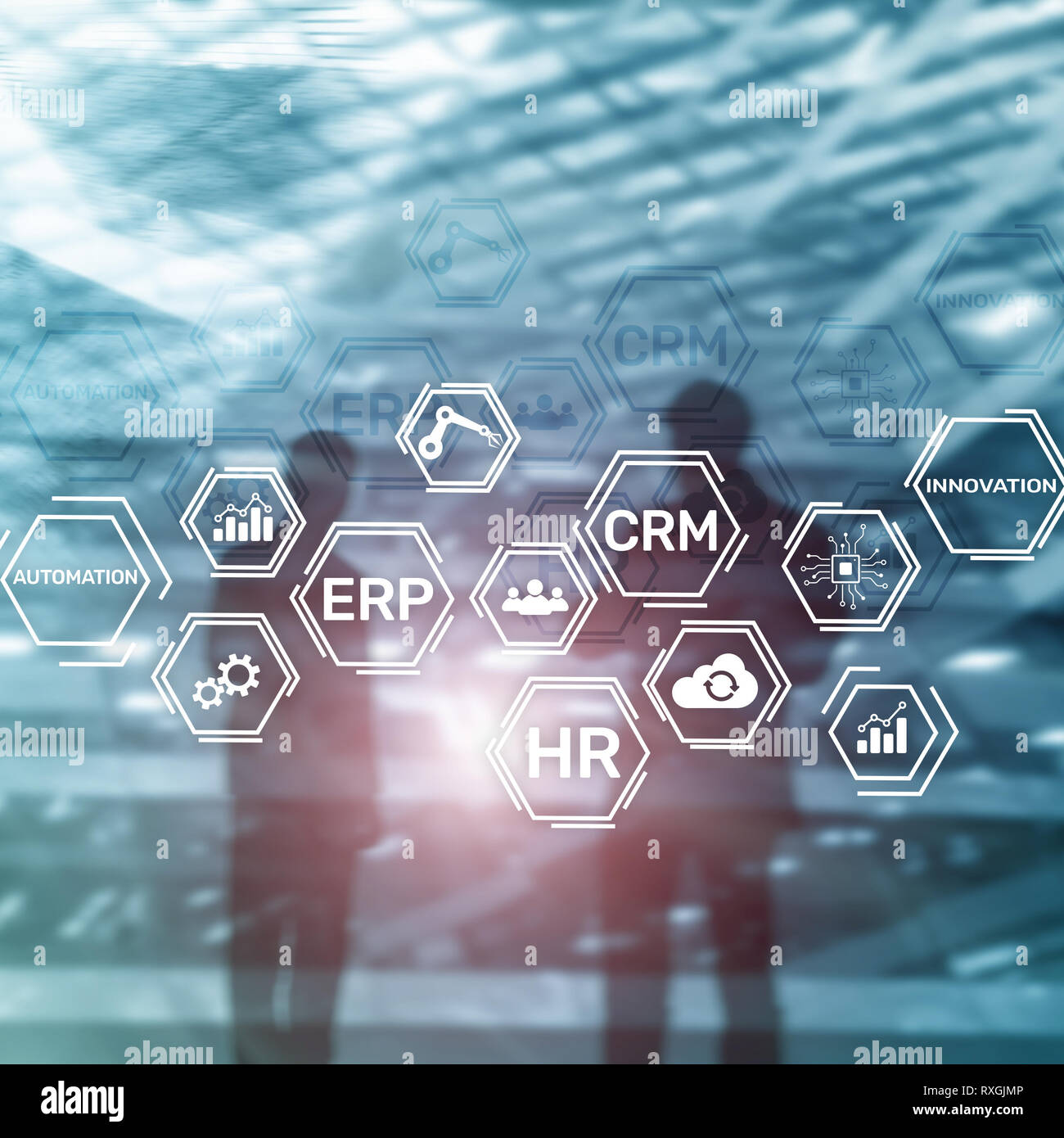 ERP, Business innovation concept on blurred background Stock Photo - Alamy