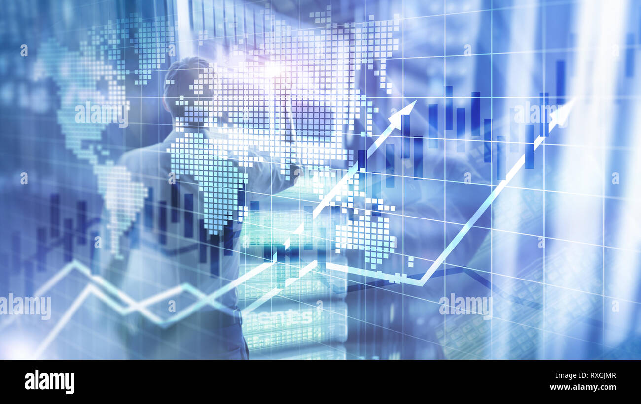 Financial Stock Market Graphs Candle Chart ROI Return On Investment ...