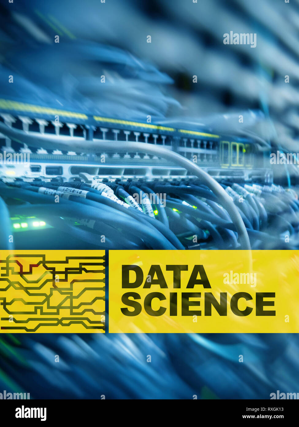 Data science, business, internet and technology concept on server room ...