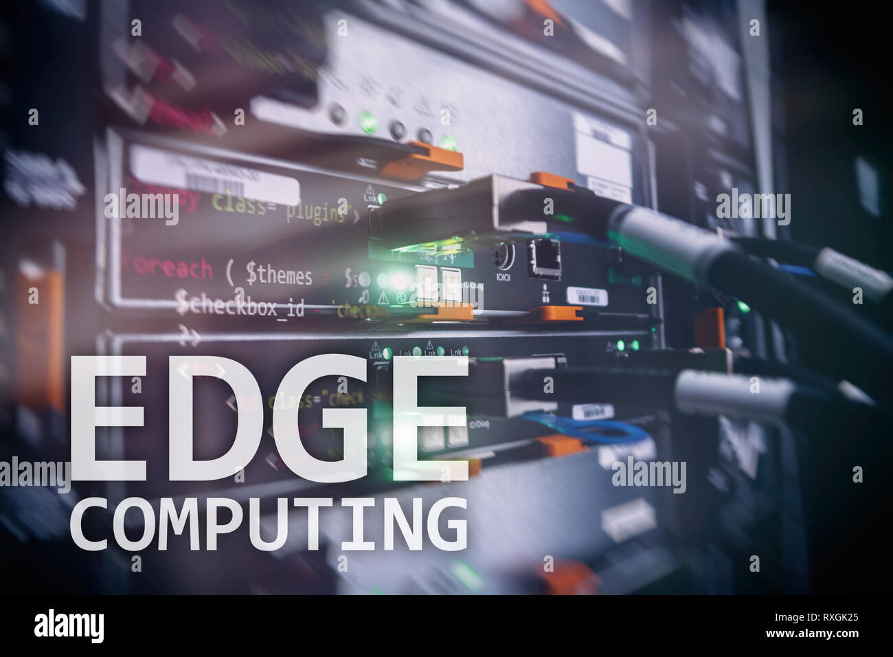 EDGE computing, internet and modern technology concept on modern server ...