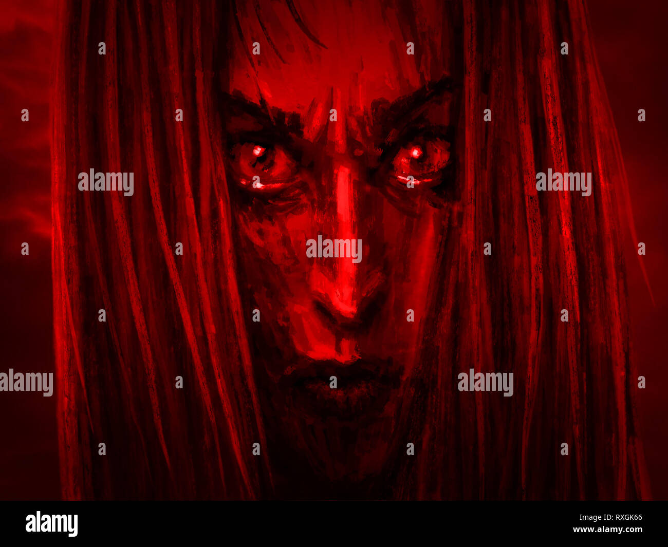 Beautiful face princess warrior with an angry look. Illustration in ...