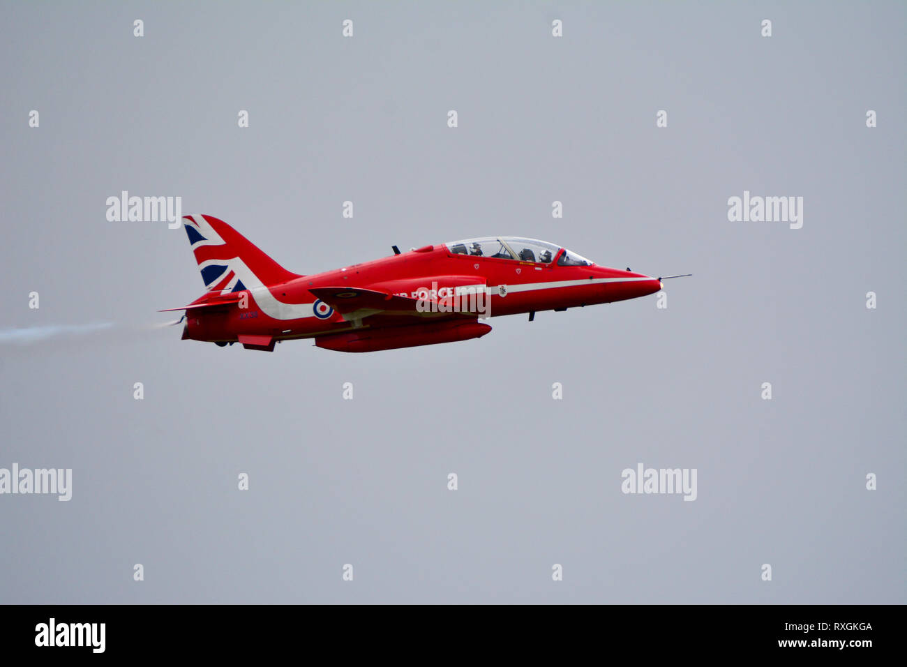 Red Arrows, Hawk airplane, Airshow Scarborough Stock Photo - Alamy