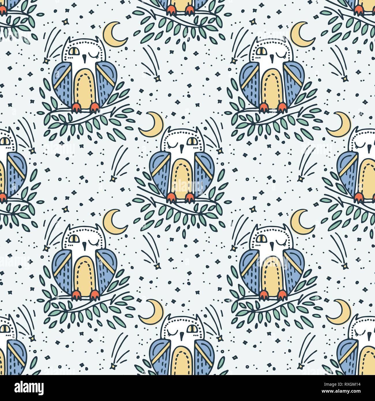 Seamless cute childish pattern with hand drawn cute animals. Creative ...
