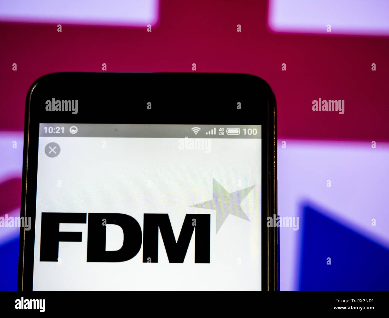Ukraine. 9th Mar, 2019. FDM Group company logo seen displayed on a ...
