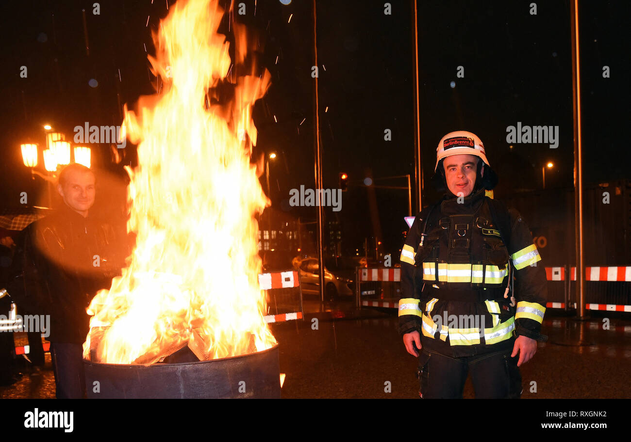 Berlin, Germany. 09th Mar, 2019. Kai Eichler, fireman, stands next to a ...