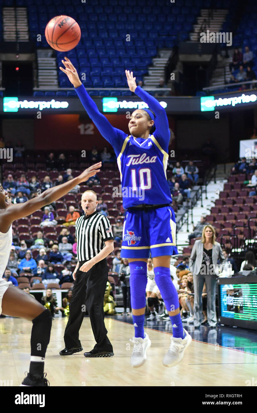 Uncasville, CT, USA. 09th Mar, 2019. Alexis Gaulden (10) of the Tulsa ...