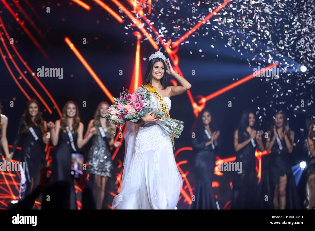 Sao Paulo, Brazil. 9th March 2019. Miss Brazil winner Julia Horta, 24 ...