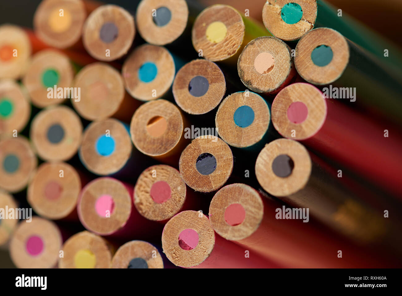 Back of colorful pencils set close up view Stock Photo - Alamy