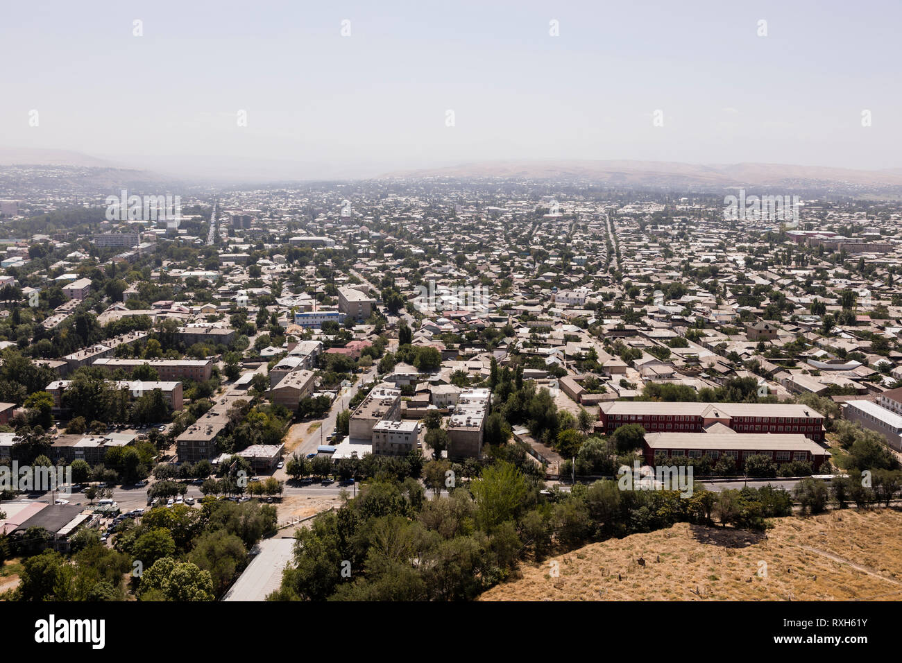 Osh, Kyrgyzstan August 20 2018: Bird's eye view of Osh in Kyrgyzstan ...