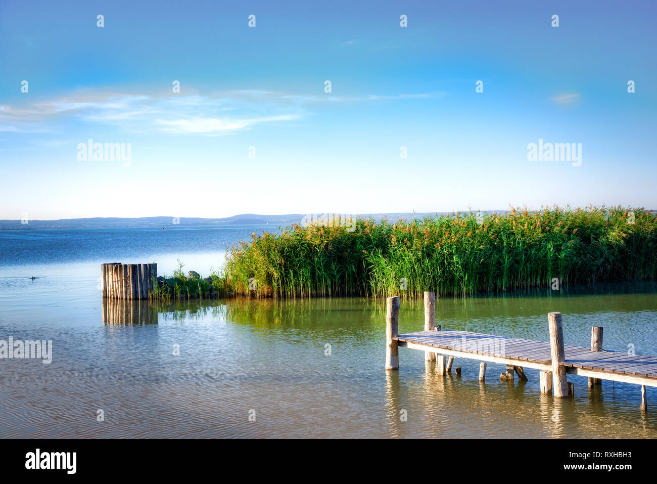 Beautiful view of the idyllic lake Neusiedl, Podersdorf Stock Photo - Alamy