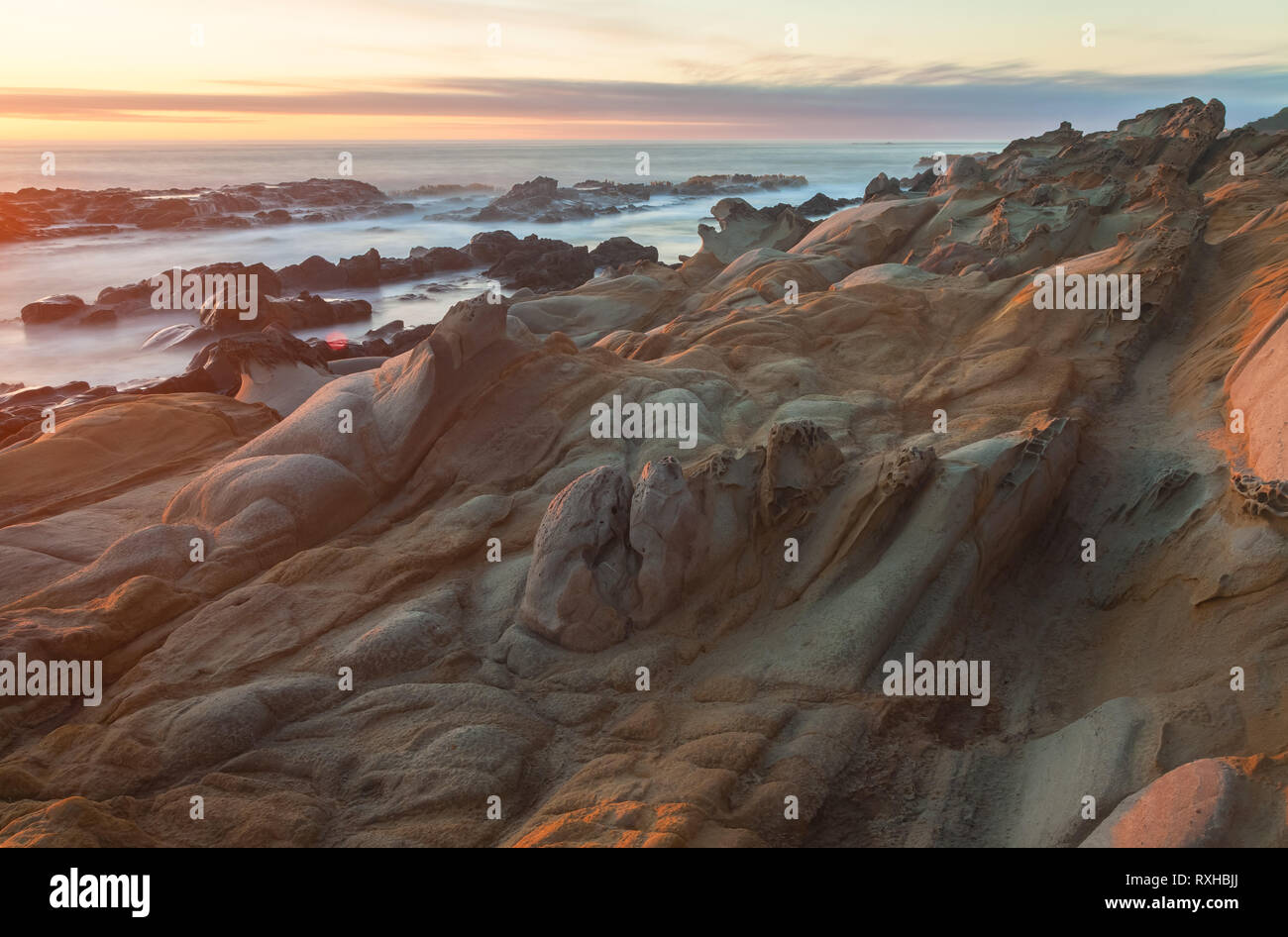 rock formations along the Northern California coastal at San Mateo at ...