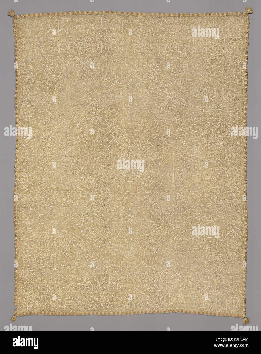 Embroidered with cotton in chain tambour work stitches hi-res stock ...