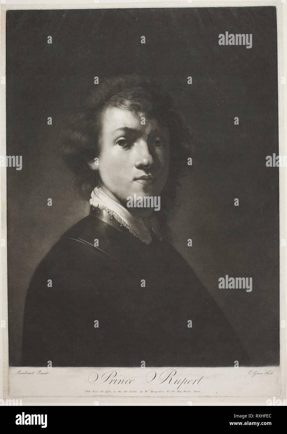 Prince Rupert. Valentine Green (English, 1739-1813); after Rembrandt ...