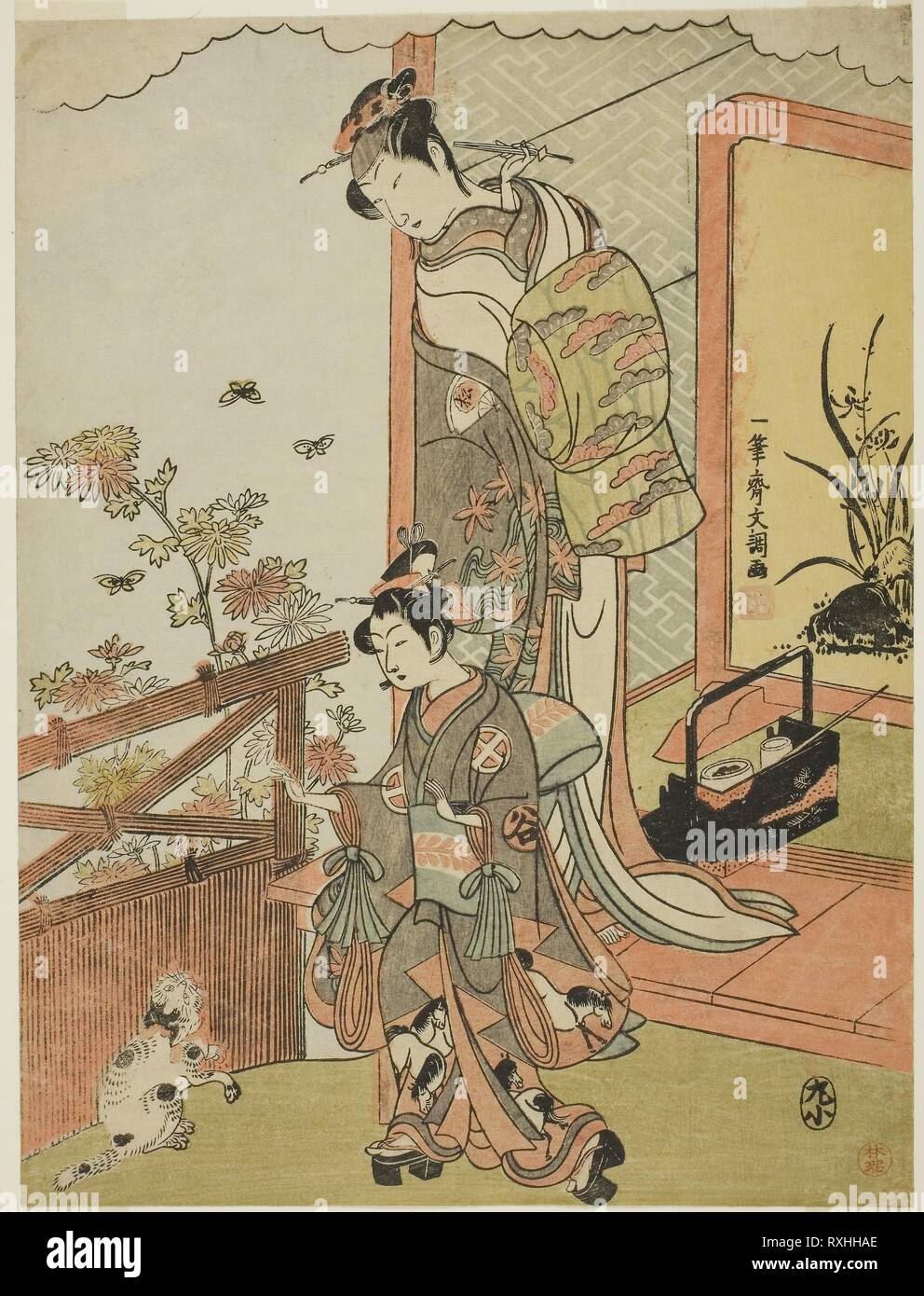 The Actor Onoe Matsusuke I as Oiso no Tora (?) (right), and Otani Taniji (left). Ippitsusai ...