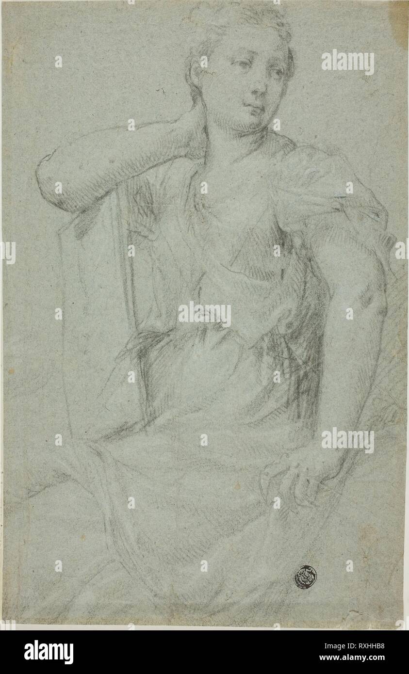 Seated Woman with Folio Resting on Her Lap. Style of Mario Balassi ...