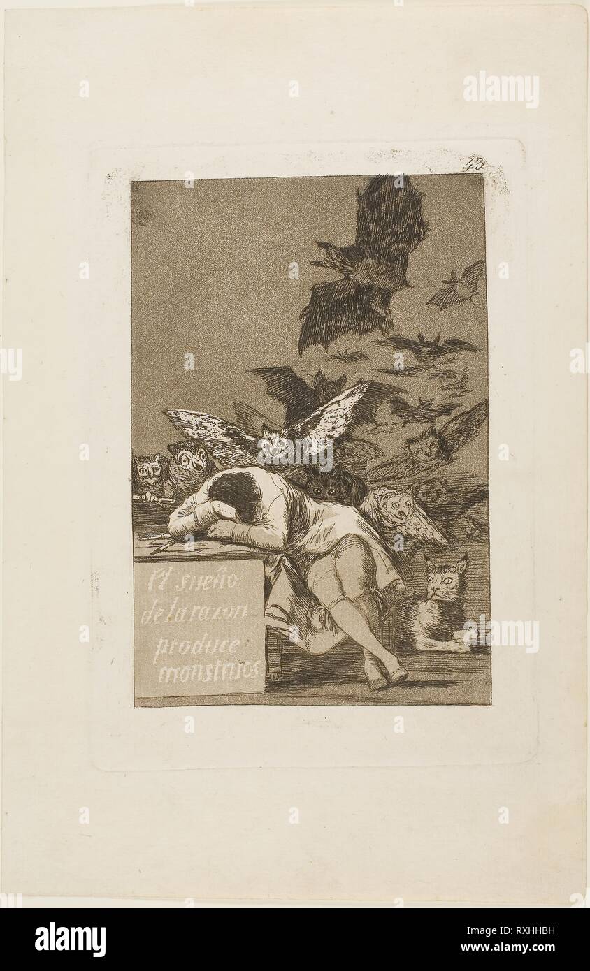 The Sleep of Reason Produces Monsters, plate 43 from Los Caprichos ...