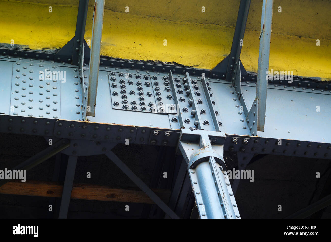 Steel Structure of the Bridge on Bolted and Riveted Joints Stock Photo ...